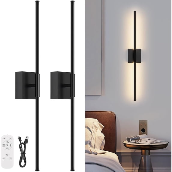 Battery Operated Wall Sconce Set of Two with Remote Control, 3000K ...