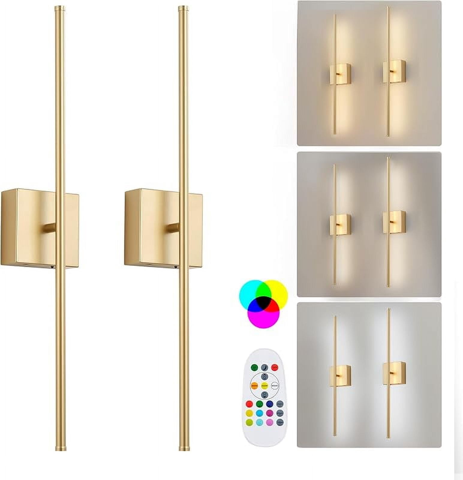 Battery Operated Wall Sconces with Remote Control, Dimmable Wall ...