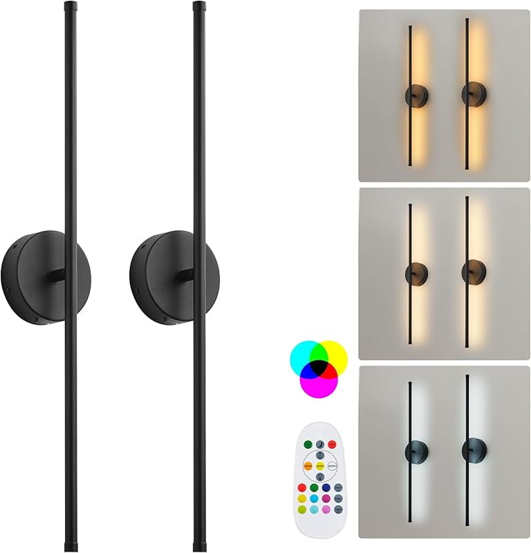 Battery Operated Wall Sconces with Remote Control, Dimmable Wall ...