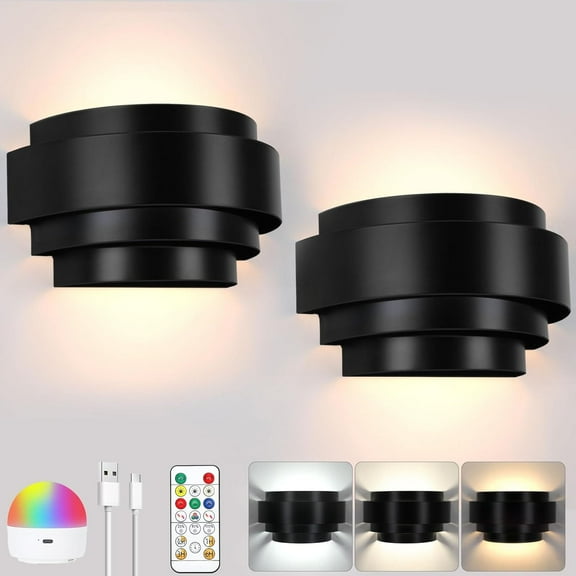 LOHASLED Cordless Rechargeable Wall Sconce Lights - Set of 2 with ...