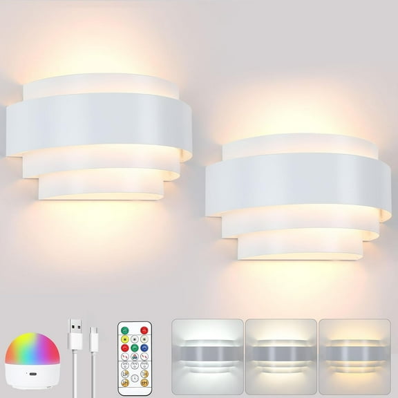 Battery Operated Wall Sconces with Remote Control, Wall Sconces Set of ...