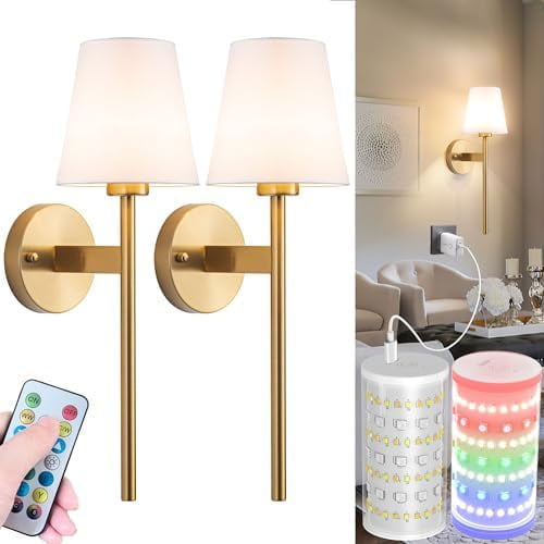 Battery Operated Wall Sconces Set Of 2, Wireless Battery Wall Light ...
