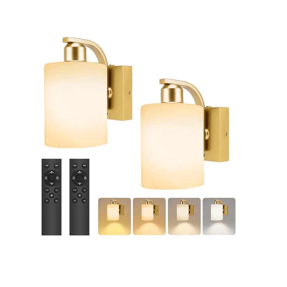 Tsothea 2 Pack Rechargeable Battery Wall Sconce with Remote Control ...
