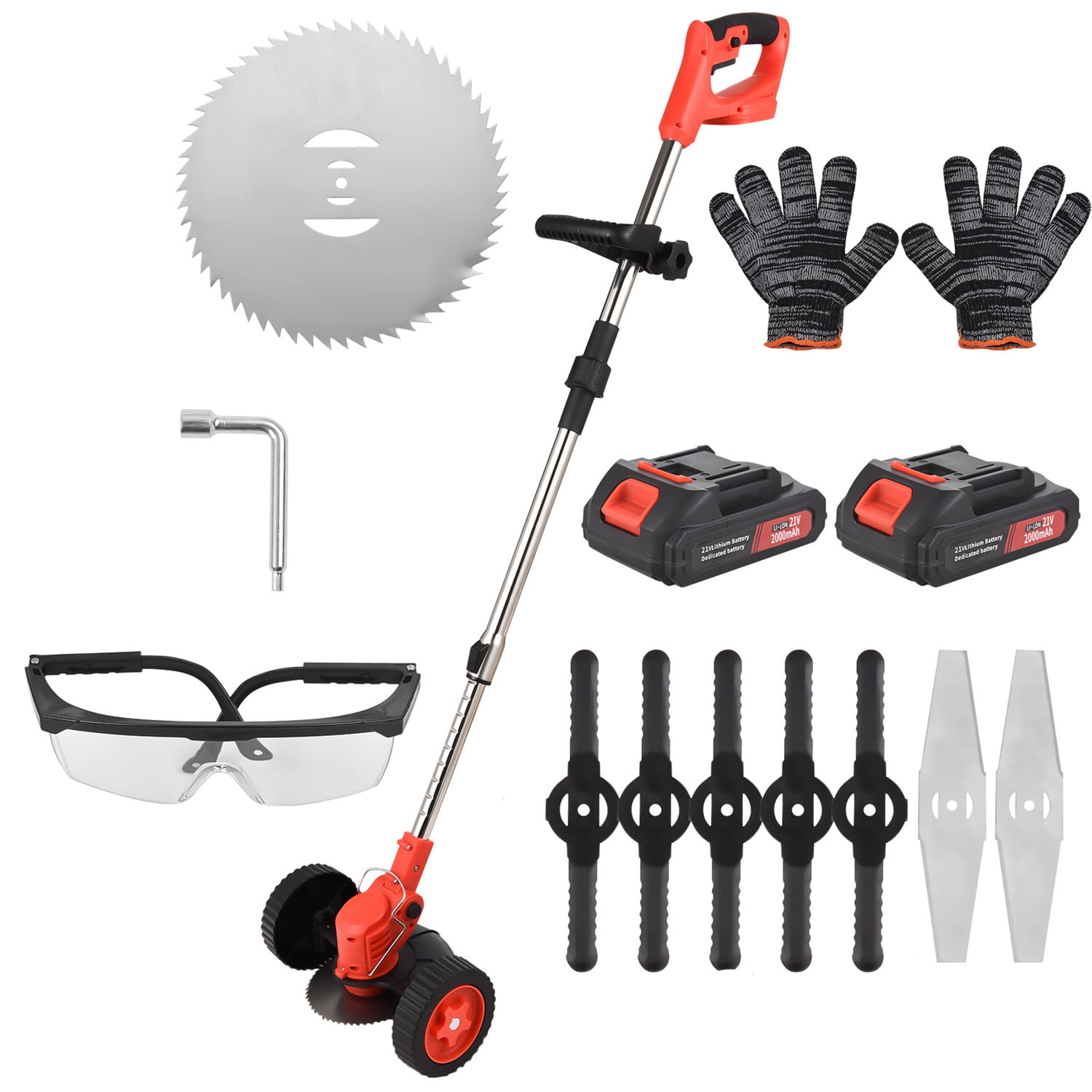 Battery Operated Weed Wacker with Wheels Stringless Weed Wacker with 3 ...
