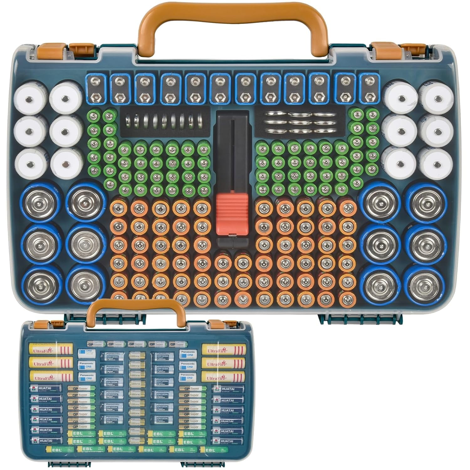 Battery Organizer Storage Case with Tester, Double-Sided Batteries Box ...