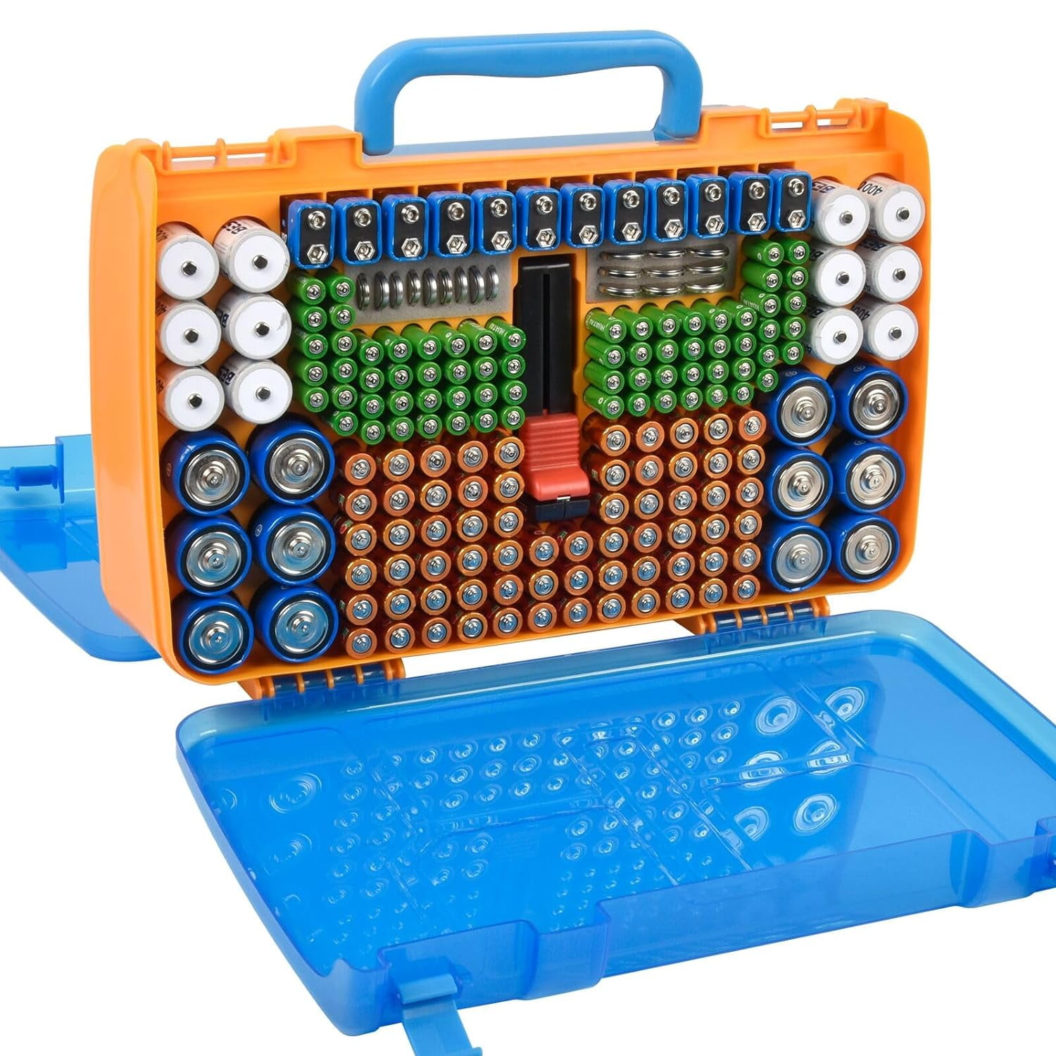 Battery Organizer Storage Case with Tester, Double-Sided Batteries Box ...