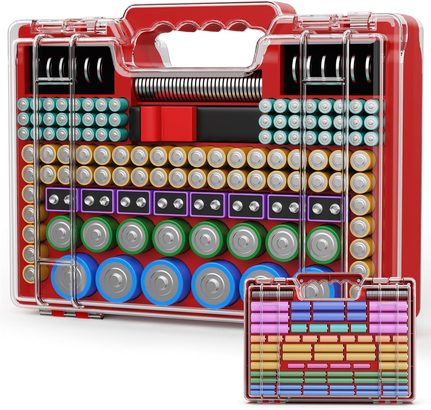 Battery Orizer Stora Case with Tester, Ultra-Lar 265+ Double-Sided ...