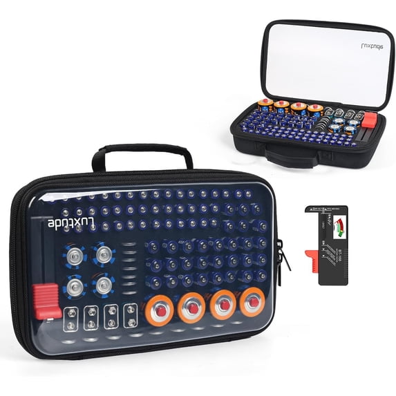 Battery Organizer Storage Case with Tester, Clear Battery Storage ...