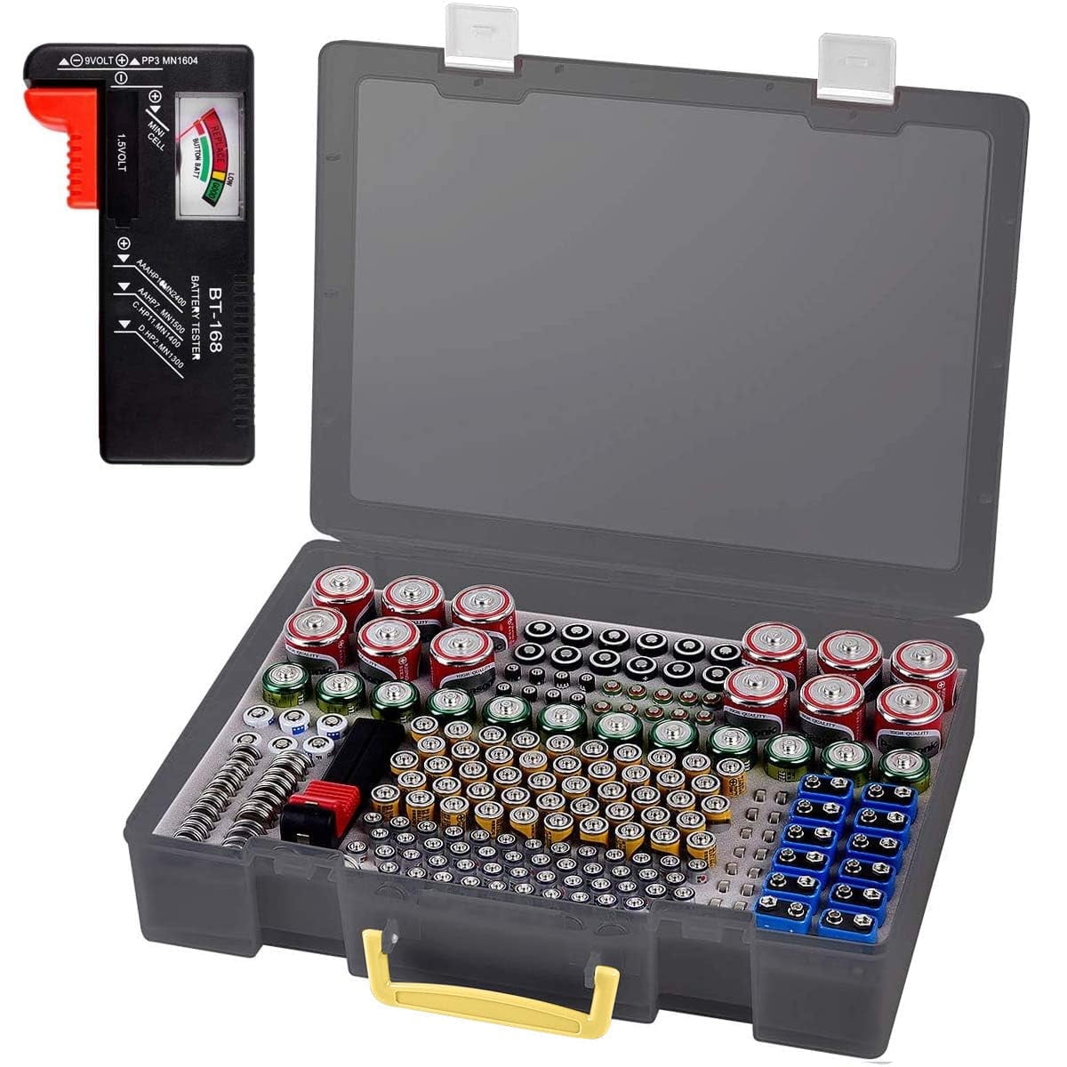 Battery Organizer Storage Holder- Batteries Case Containers Box with ...