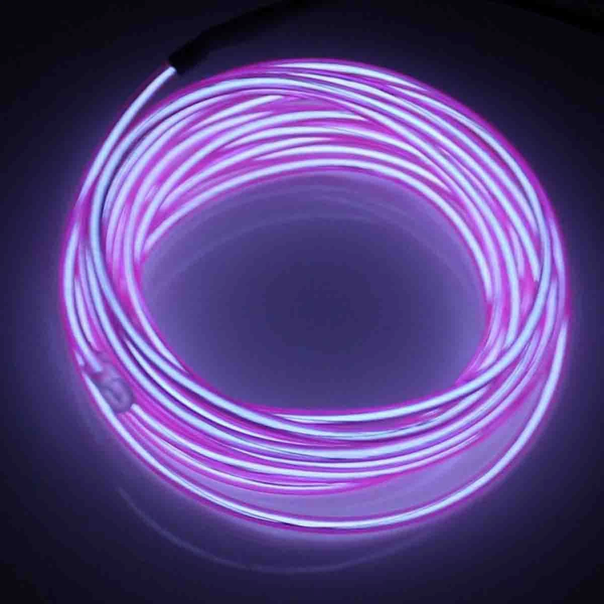 Battery Pack(3 Modes) 9ft LED Light Glow Wire Rope Tube Color Purple ...