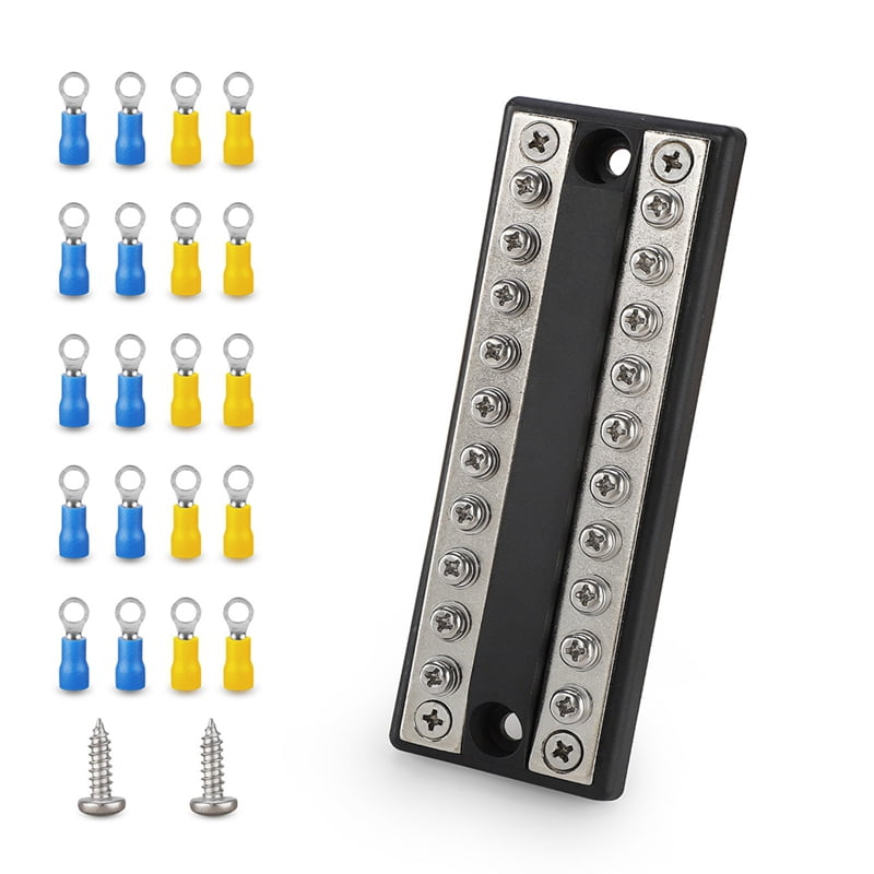 Battery Power Distribution Block Bus Bar Positive Negative 100A Circuit ...