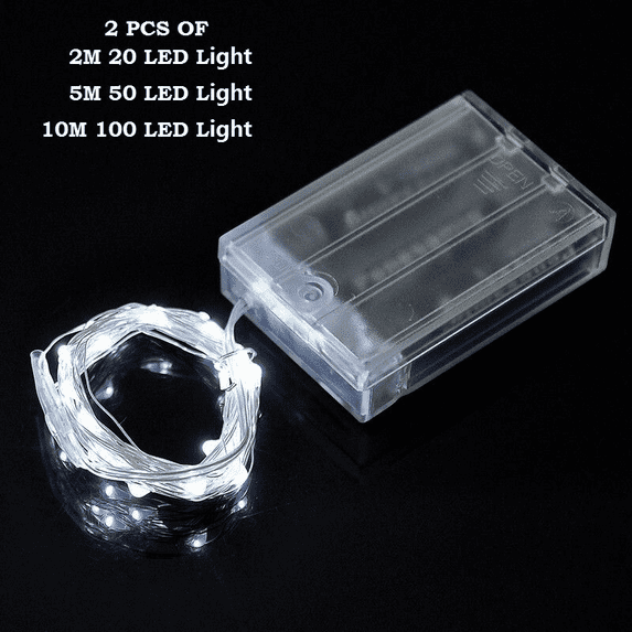 Battery Powered 20-100 LED Copper Wire String Fairy Lights, 2 Sets ...