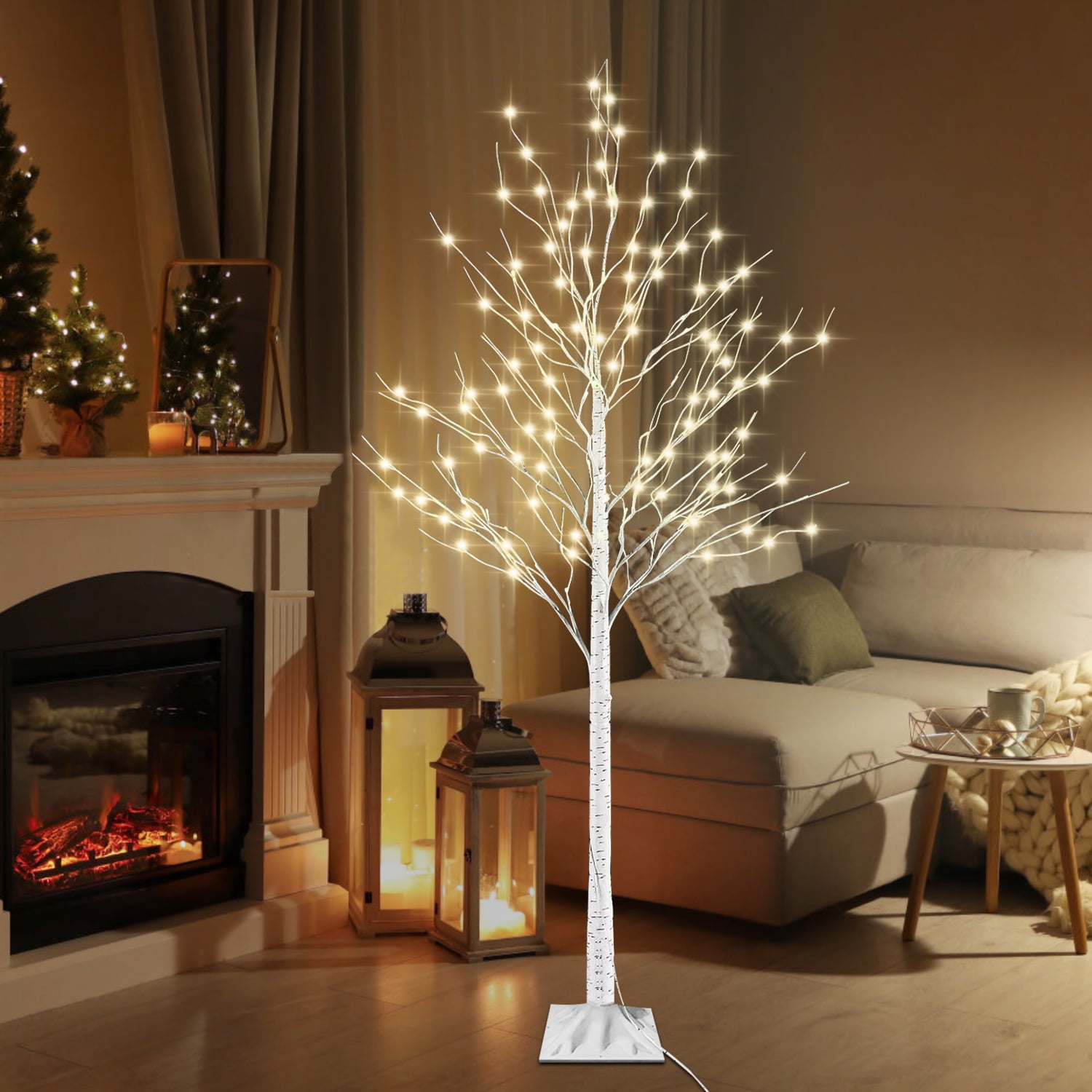 6FT 440LED Lighted Birch Tree, Battery Powered LED Fairy Light with ...
