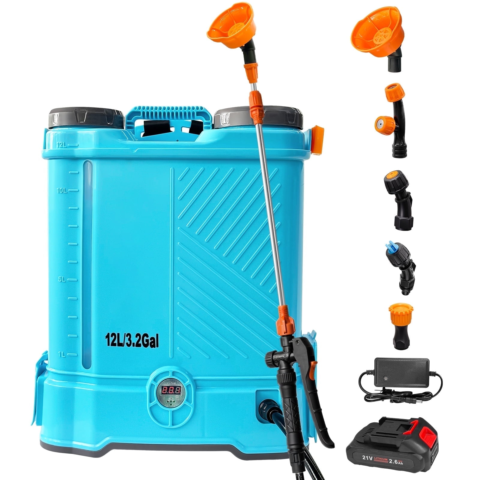 Battery Powered Backpack Sprayer 3.2 Gallon, 0-80 PSI Adjustable ...