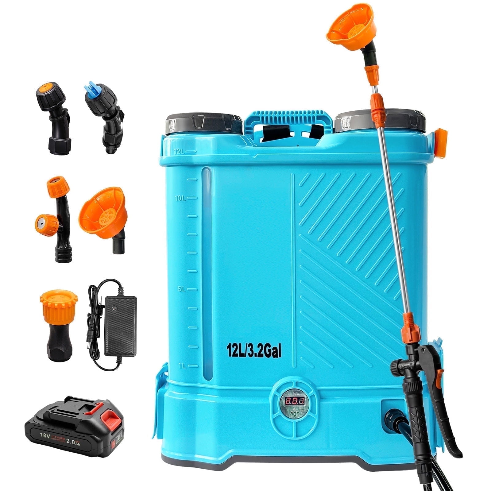 Backpack Sprayer Battery Powered 3.2 Gallon, 0-80 PSI Powerful Electric ...