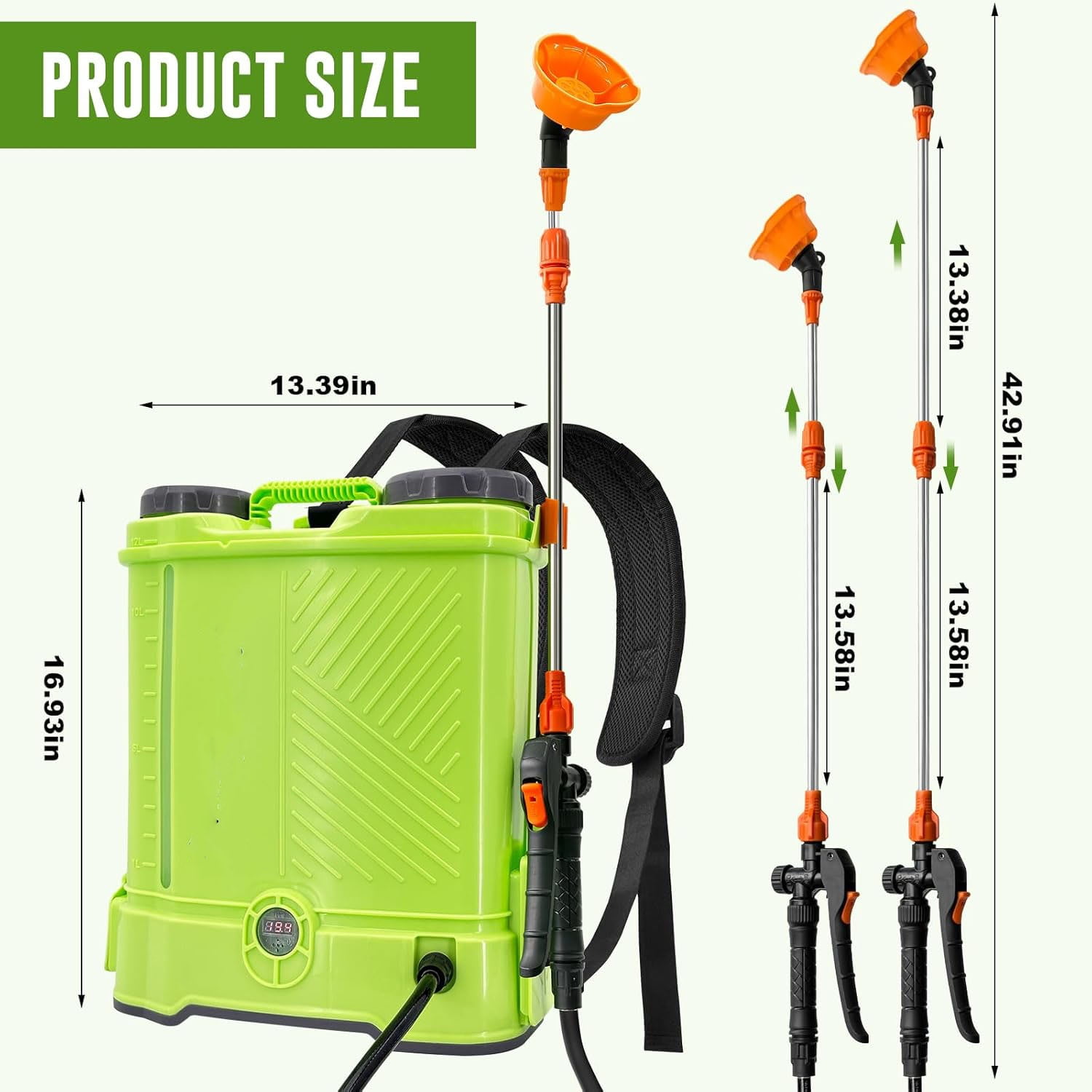Battery Powered Backpack Sprayer 3.2 Gallon, 80 PSI Electric Graden ...