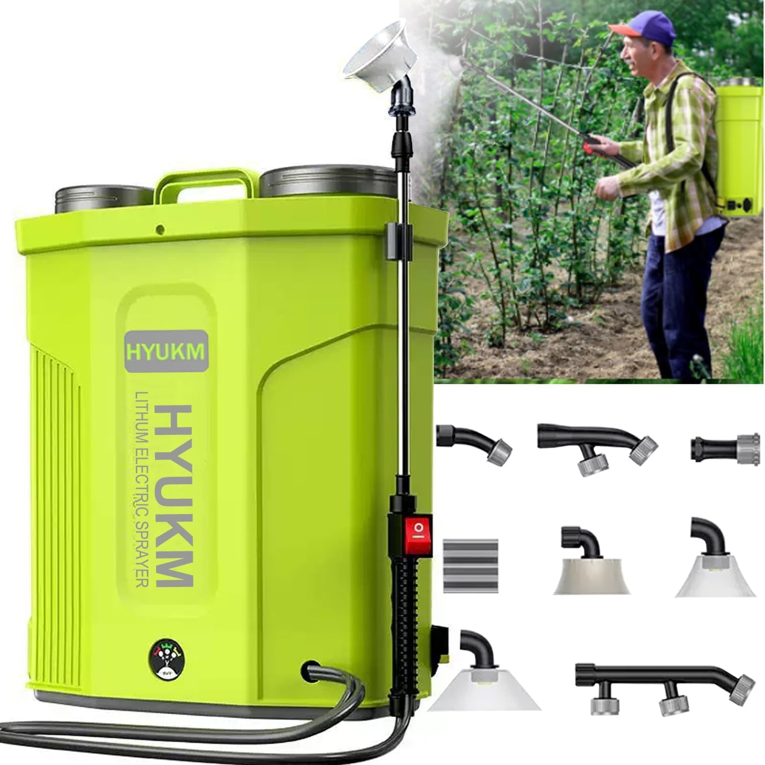 Battery Powered Backpack Sprayer 4.7Gallon, 100 PSI Adjustable Pressure ...