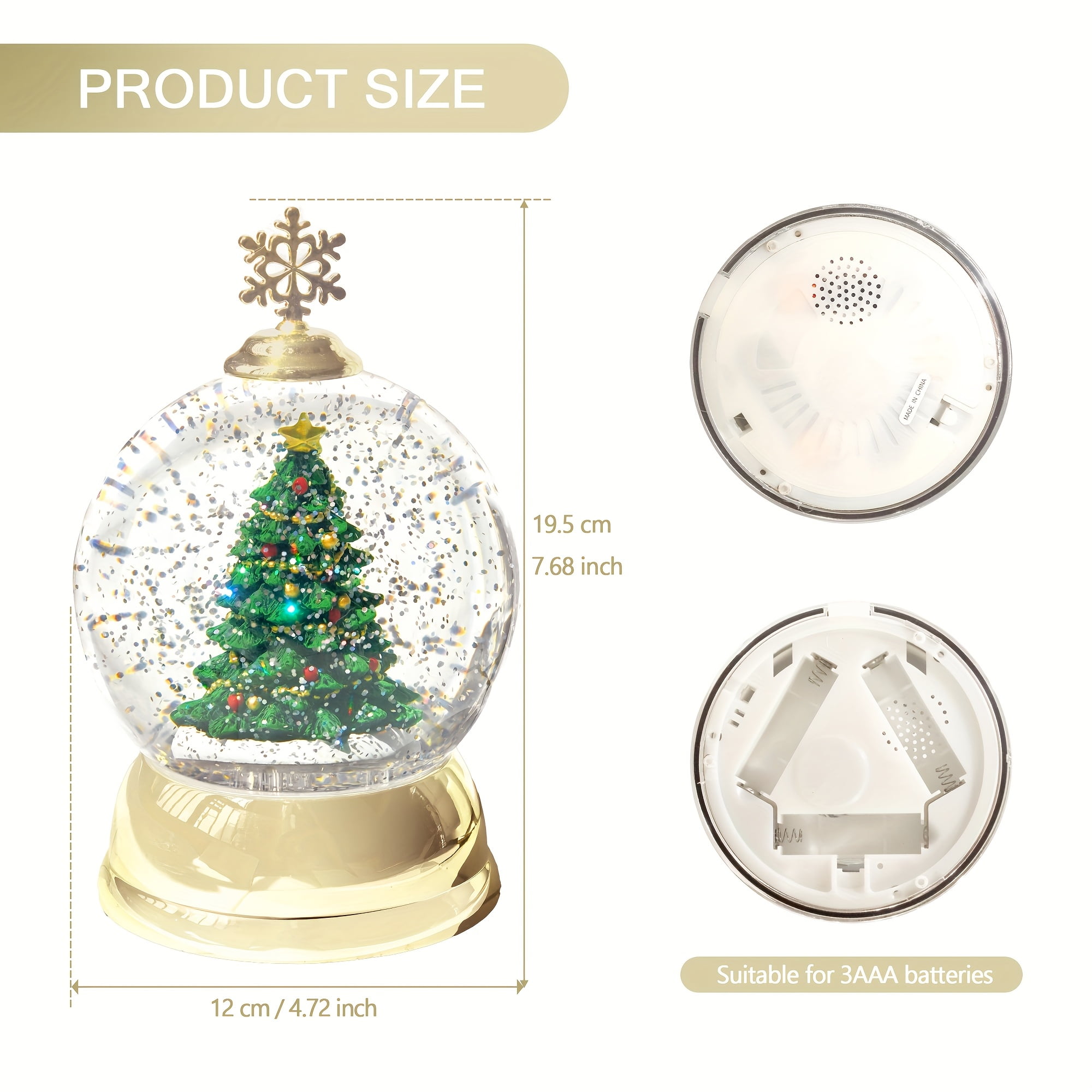 Battery-Powered Christmas Snow Globe | Rotating Tree Holiday Gift for ...