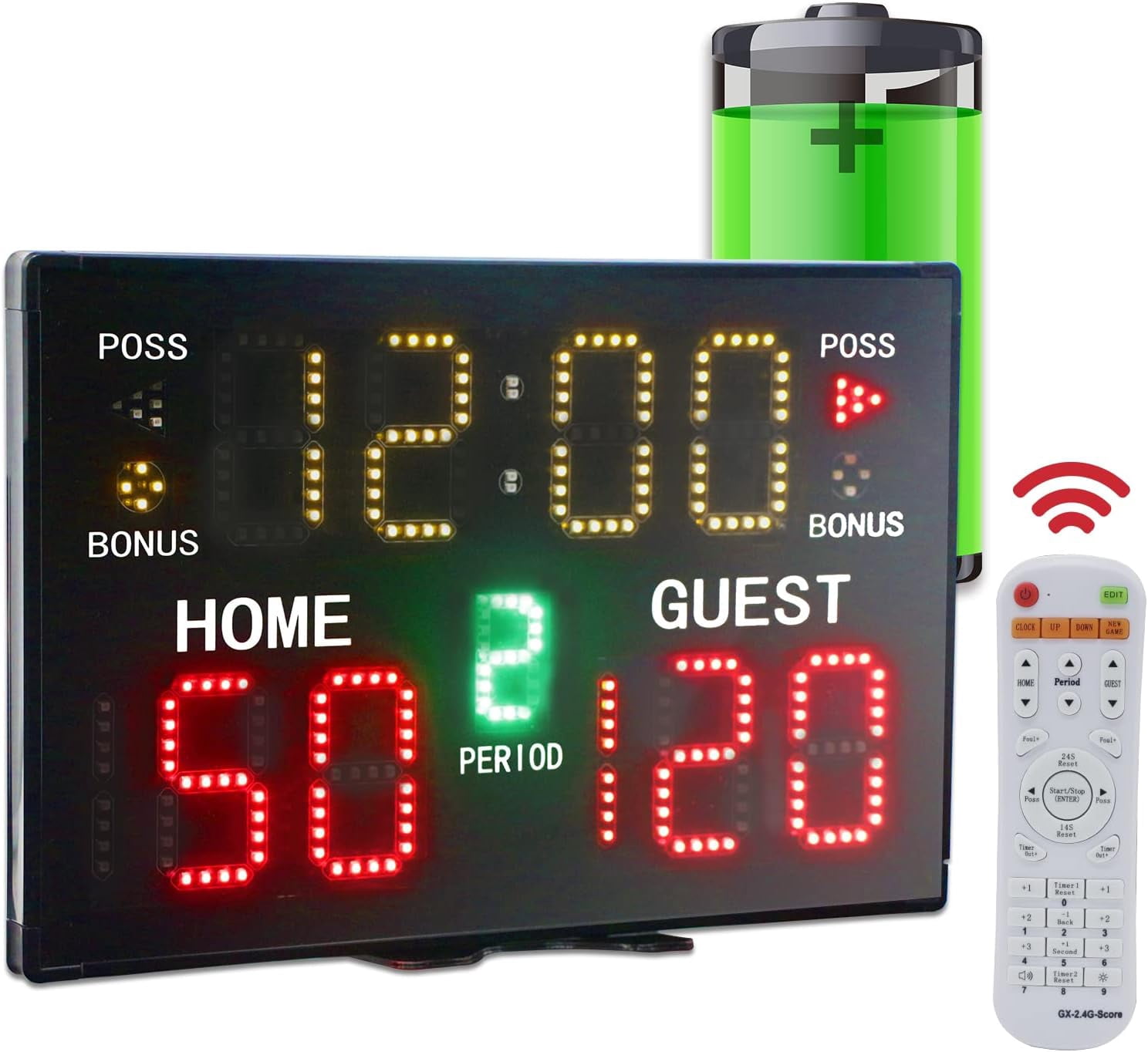 Battery Powered Electronic Basketball Scoreboard Timer Clock with ...