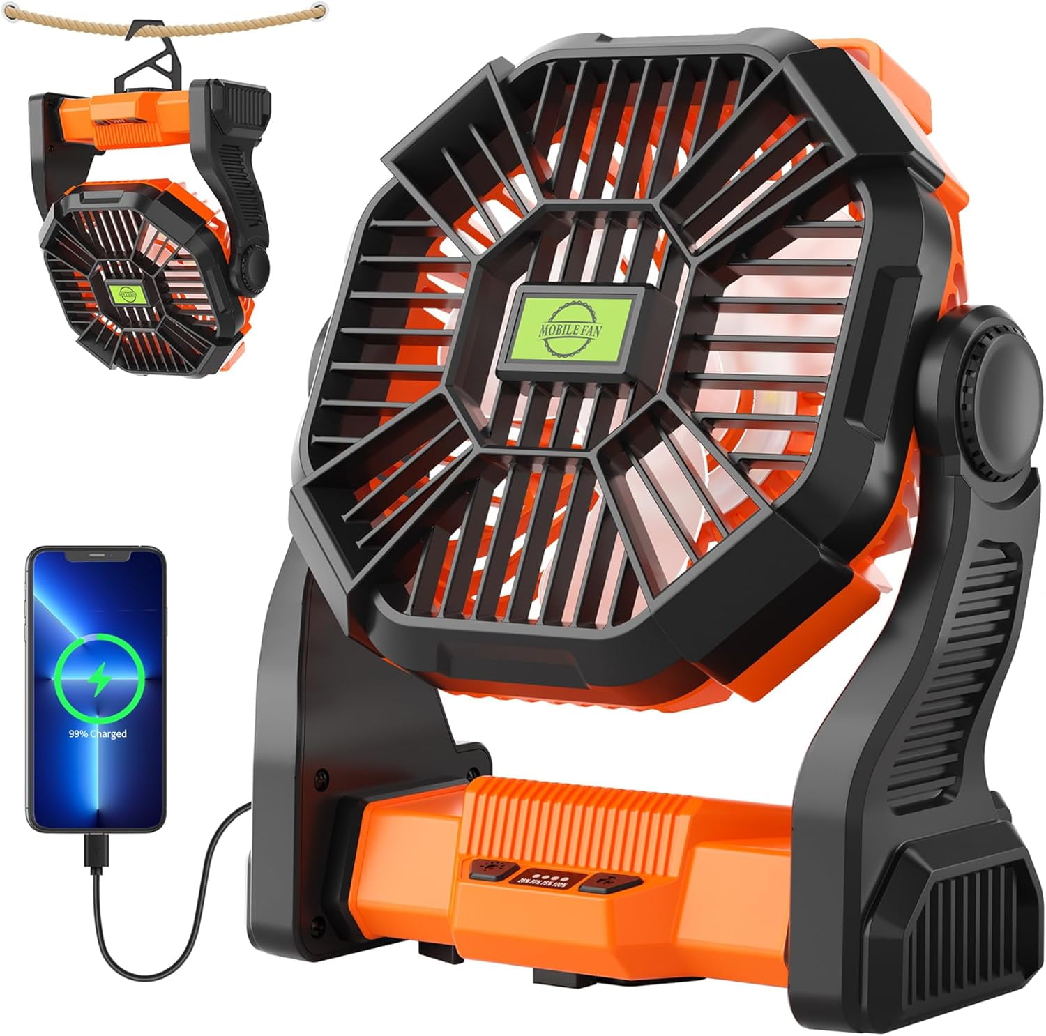 Battery Powered Fan Portable Fan Rechargeable,270°Pivot Battery ...