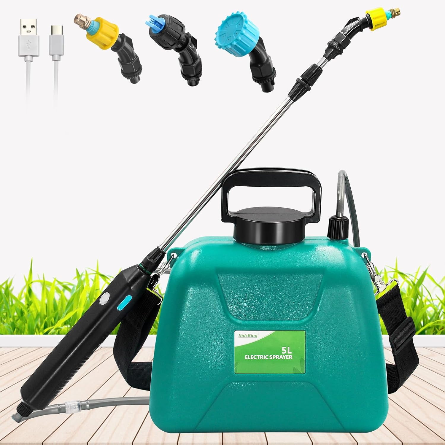 Battery Powered Garden Sprayer, 1.35 Gallon/5L Electric Sprayer with 3 ...