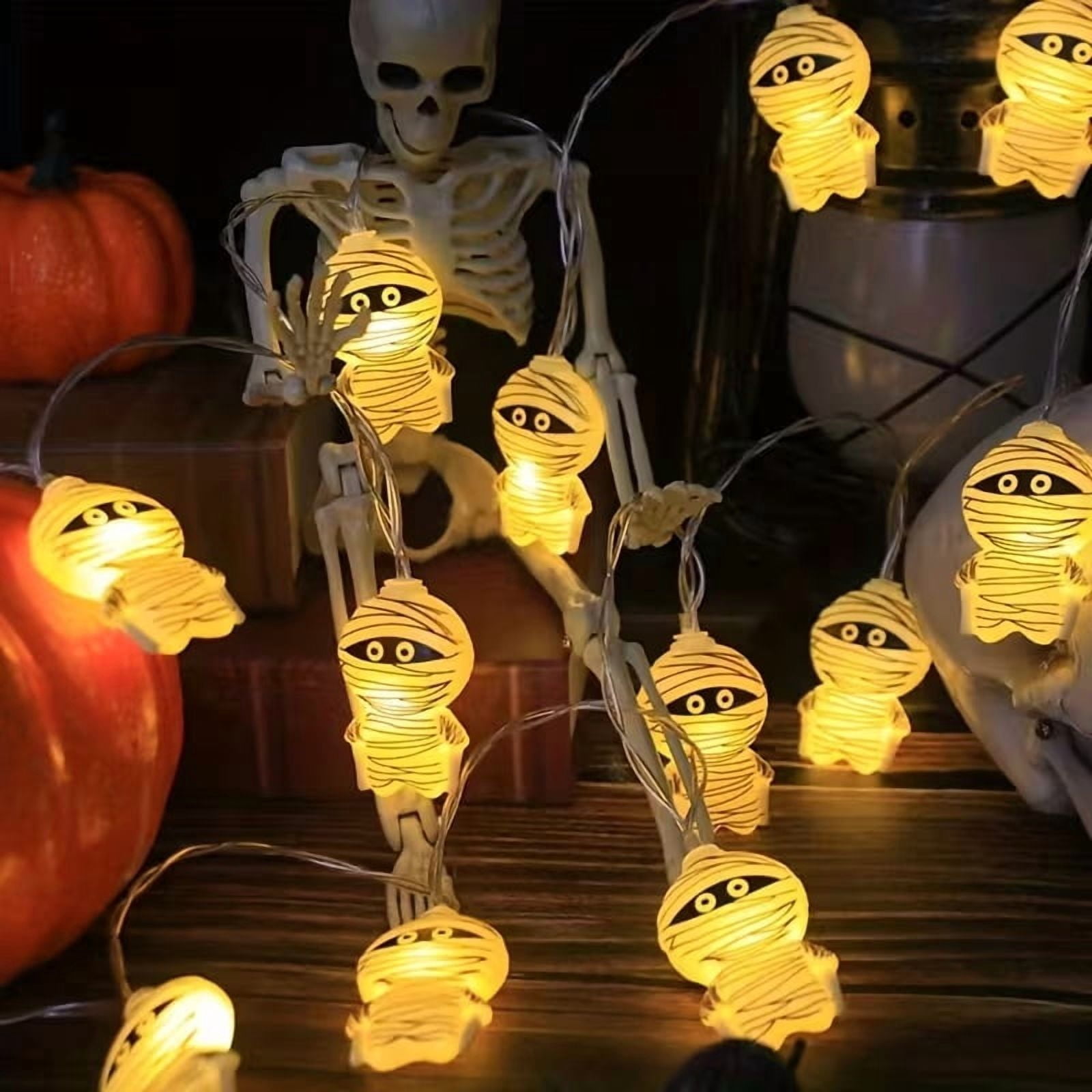 Battery Powered Halloween Mummy String Lights - LED Decorative Lights ...