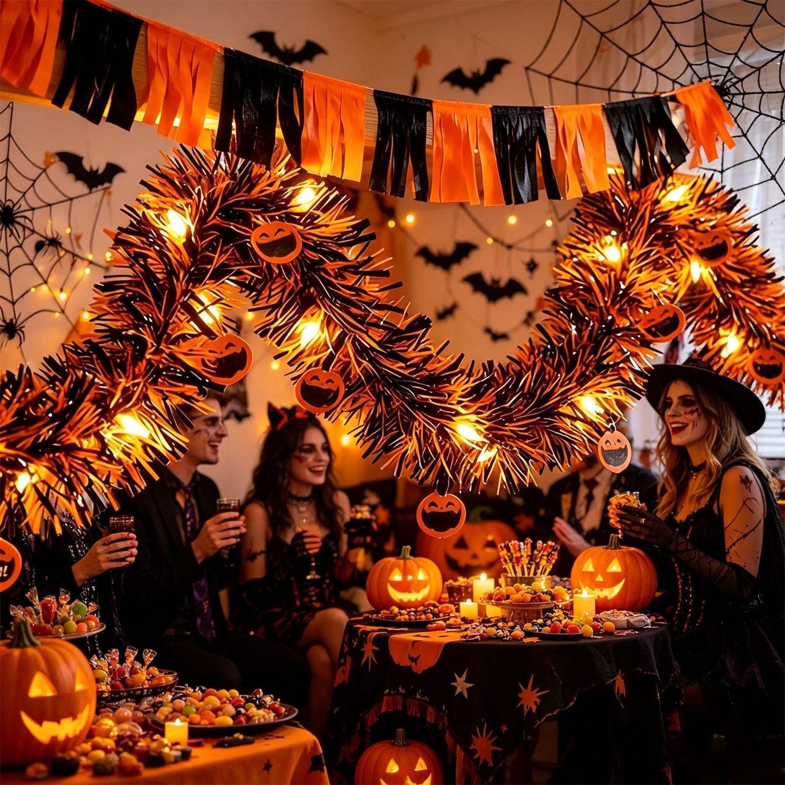 Battery Powered Halloween Ribbon Led Light Strings Blended with Pumpkin ...