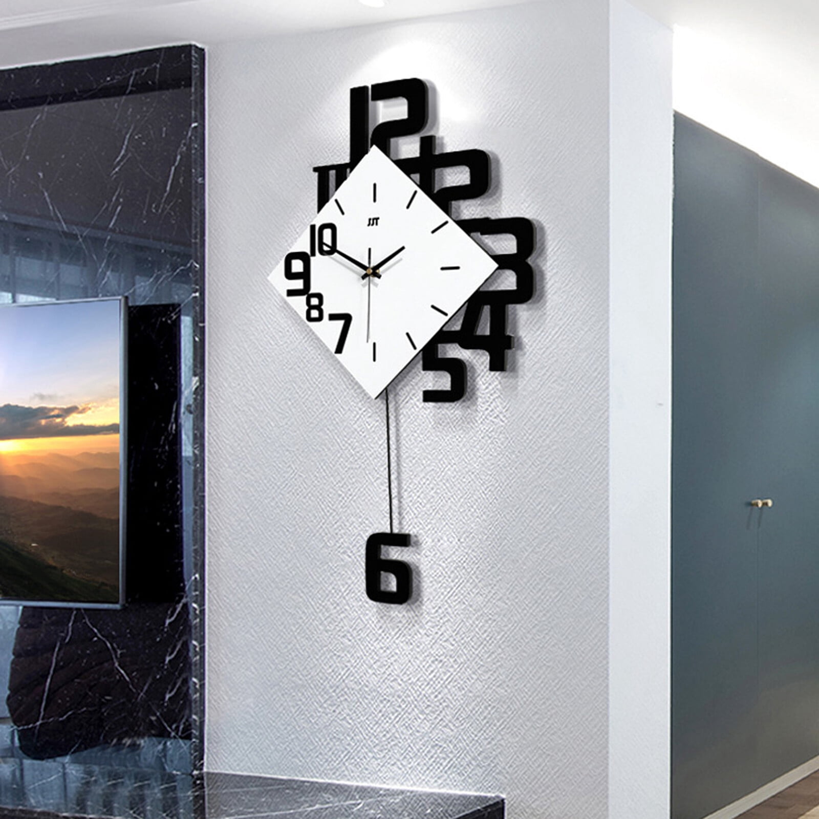 Battery Powered Indoor Decorative Wall Clock Wall Mounted Modern Wall ...