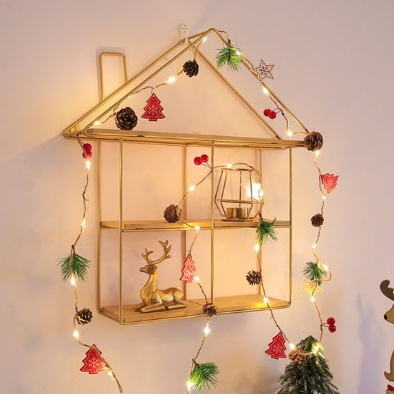 Battery Powered LED Christmas String Lights with Pine Cones, Red ...