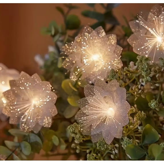 Battery Powered LED Fiber Optic Flower String Lights - Ideal for ...