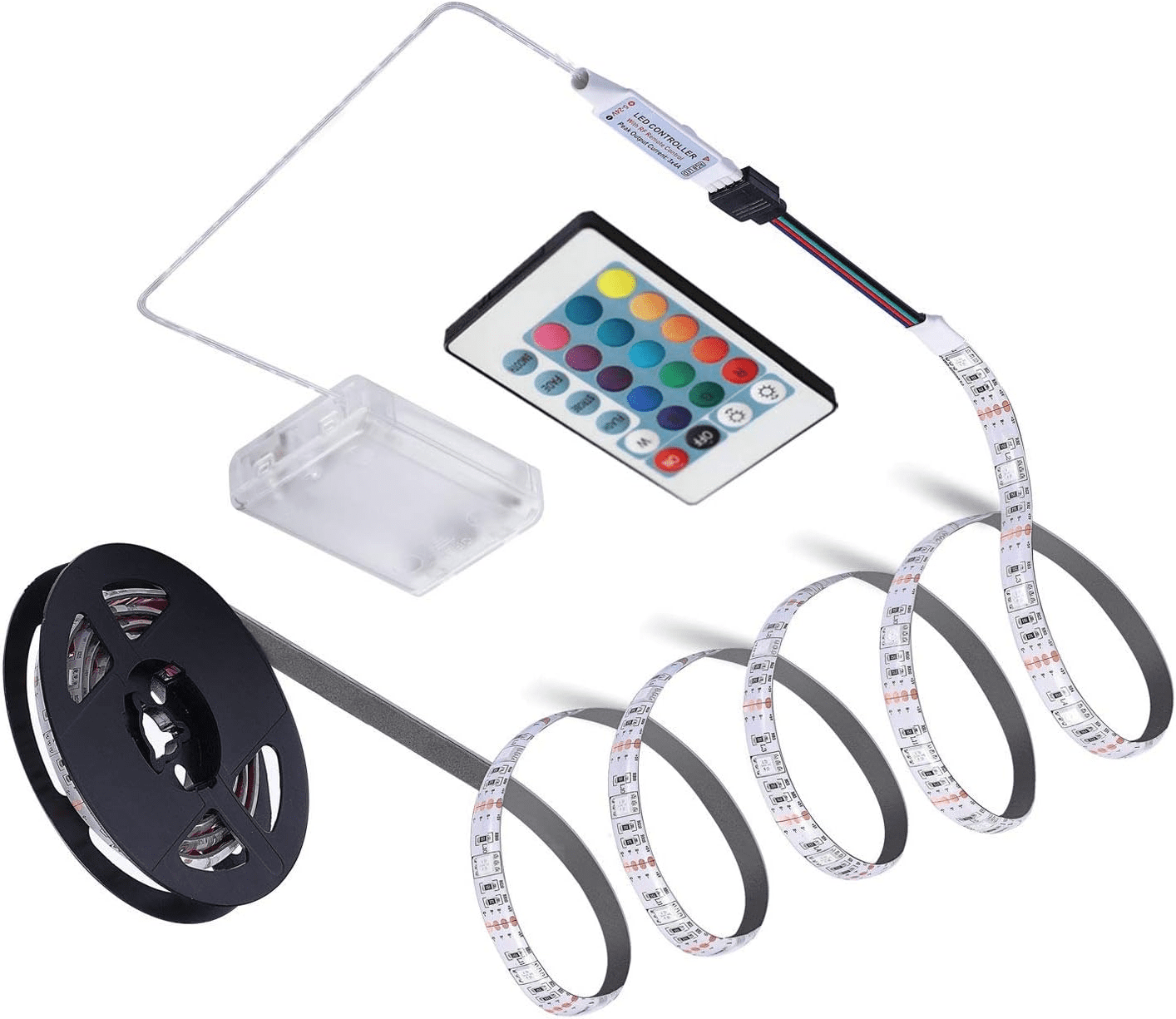 Battery Powered LED Strip Lights, 24-Keys Remote Controlled, DIY Indoor ...