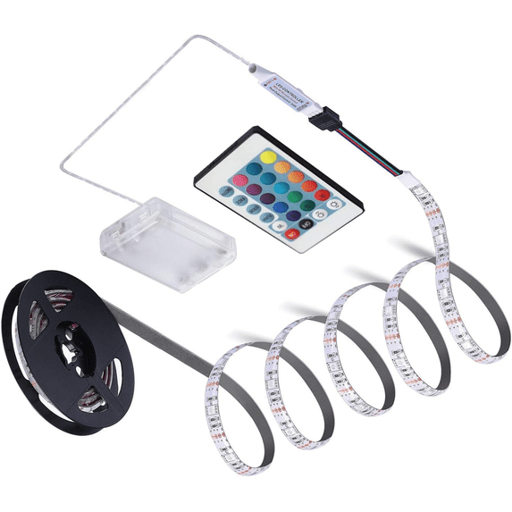 Battery Powered LED Strip Lights, 24-Keys Remote Controlled, DIY Indoor ...