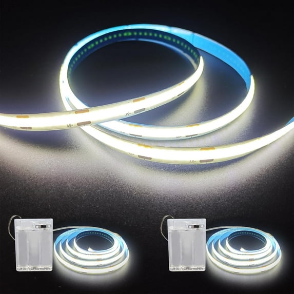 Battery Powered LED Strip Lights, 2Pack 3.3FT COB LED Light Strip ...