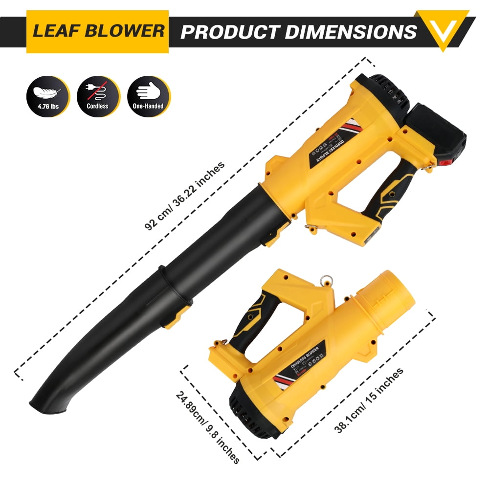Battery Powered Leaf Blower, 21V Handheld Electric Leaf Blowers with 2x6.0 AhBattery & Charger ...