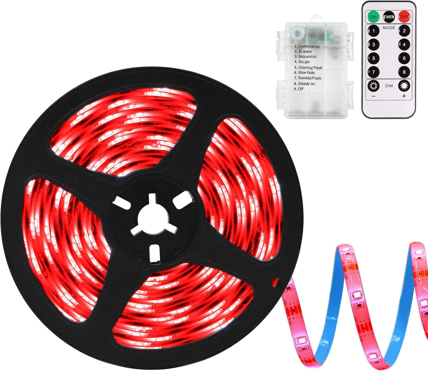 Battery Powered Led Strip Lights with Remote Warm White, 8 Modes ...