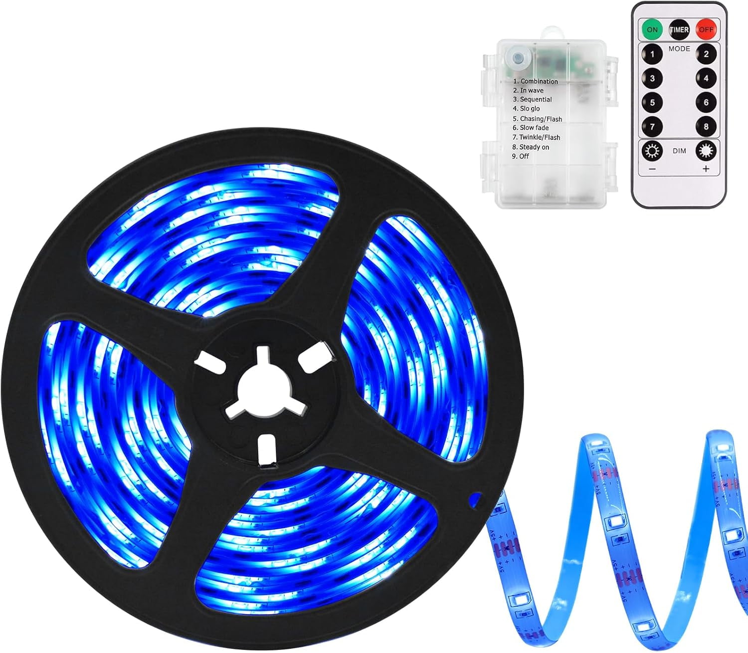 Battery Powered Led Strip Lights with Remote Warm White, 8 Modes ...