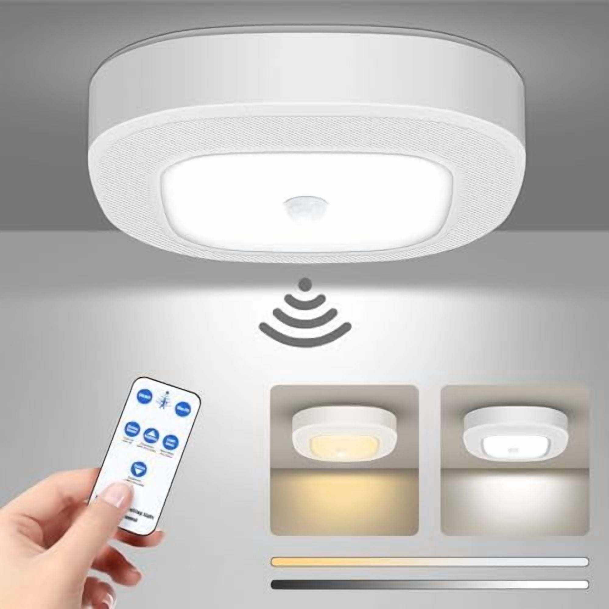 Battery Powered Motion Sensor Light Indoor with Remote, 300LM Dimmable ...