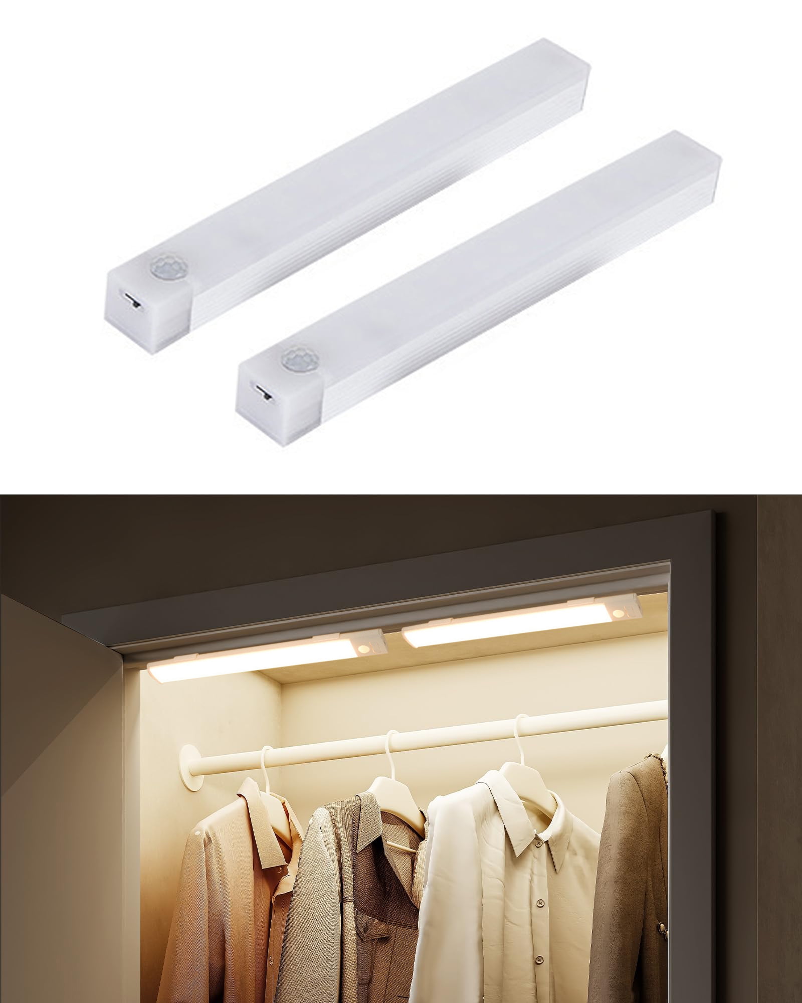 SIISLL 2 Pack Motion Sensor Closet Lights - 2400mA Cool White Battery ...
