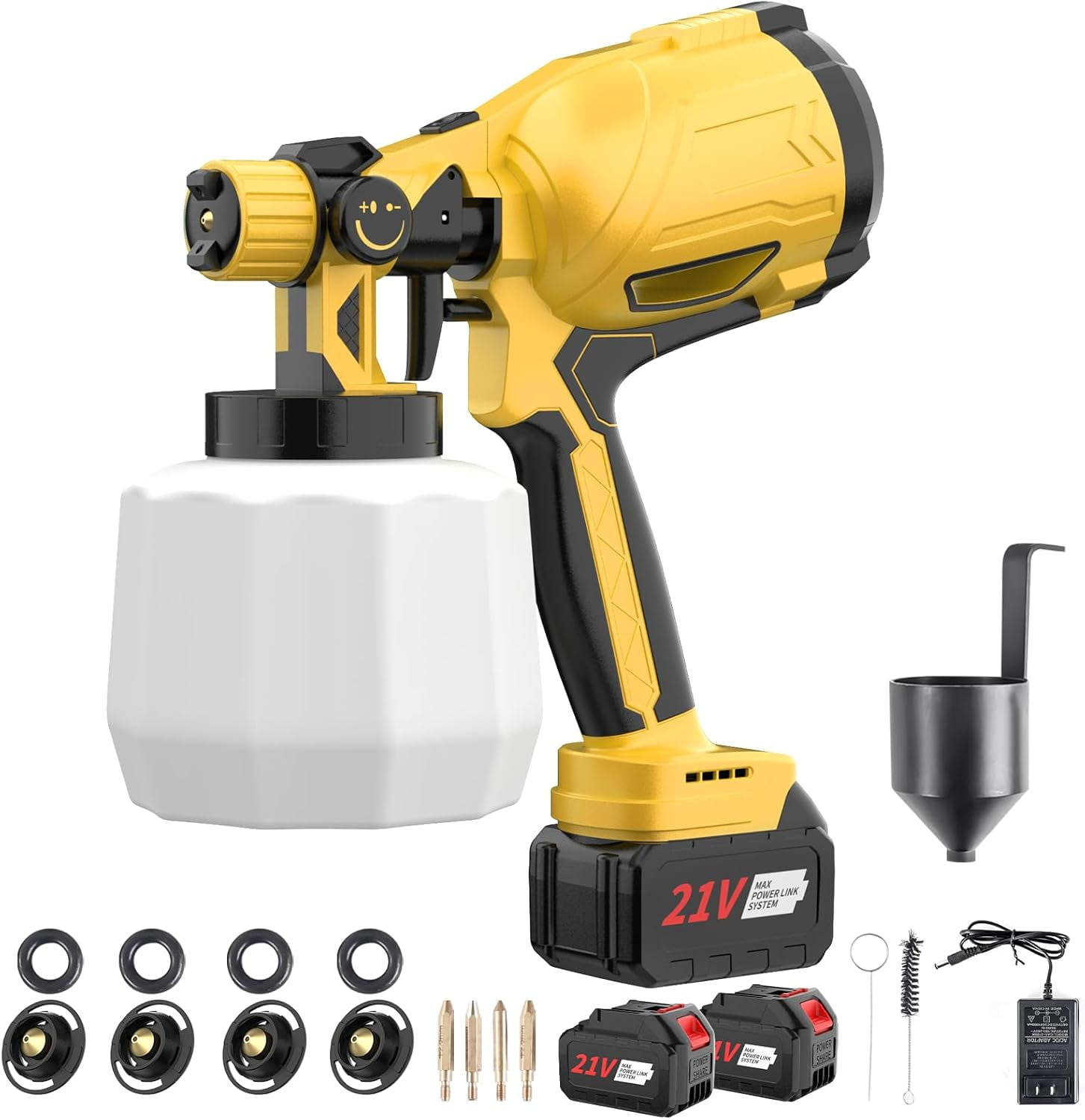 Battery Powered Paint Sprayer, 2 x 21V 4.0Ah Rechargeable Sprayer with ...