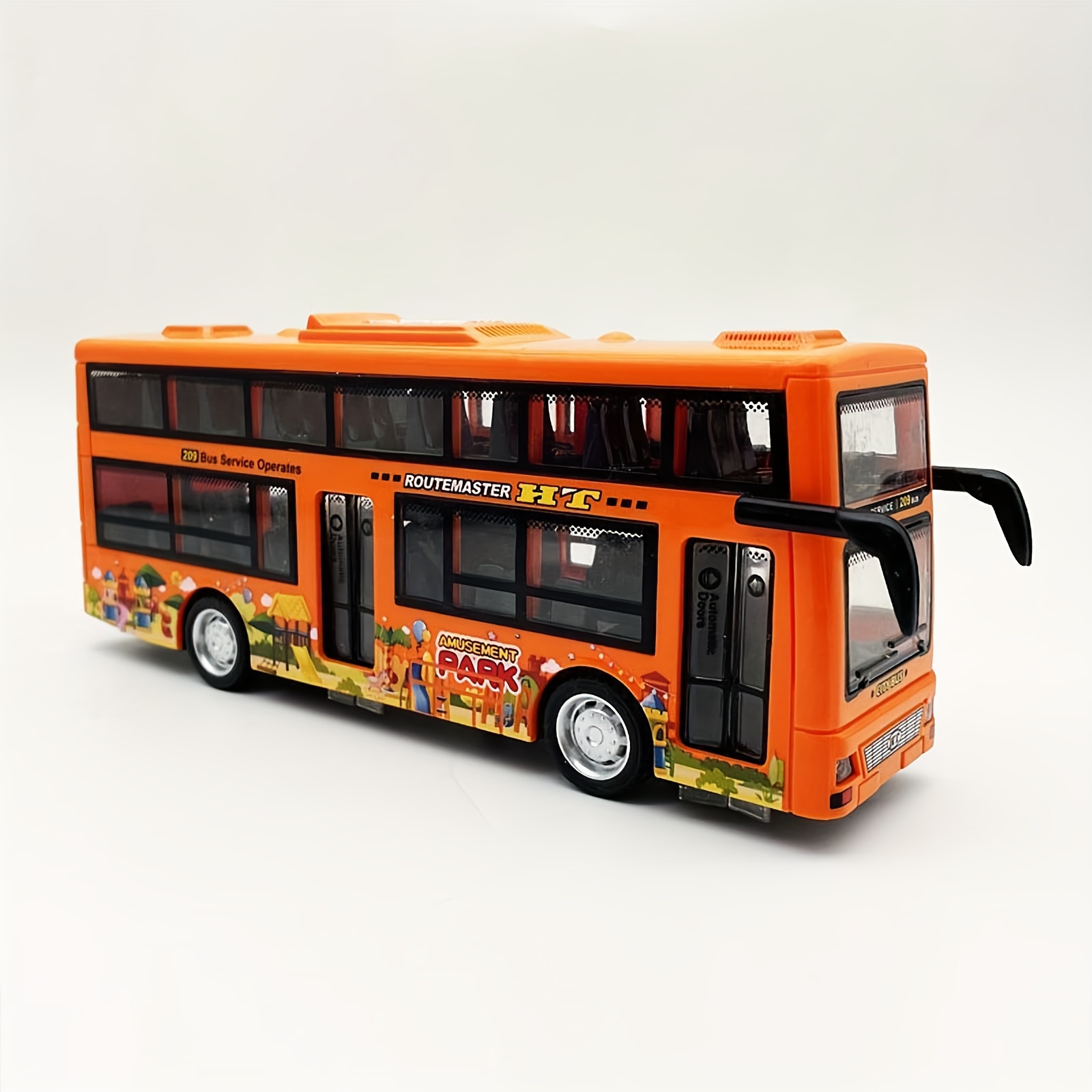 Battery-Powered Push-Operated Realistic Sound & Flashing Lights Toy Bus ...