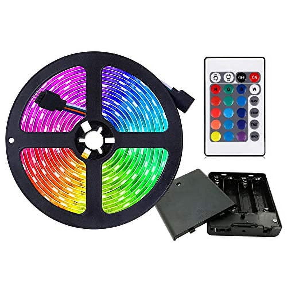 Battery Powered RGB LED Light Strip 3M 90 LEDs with Remote Control ...