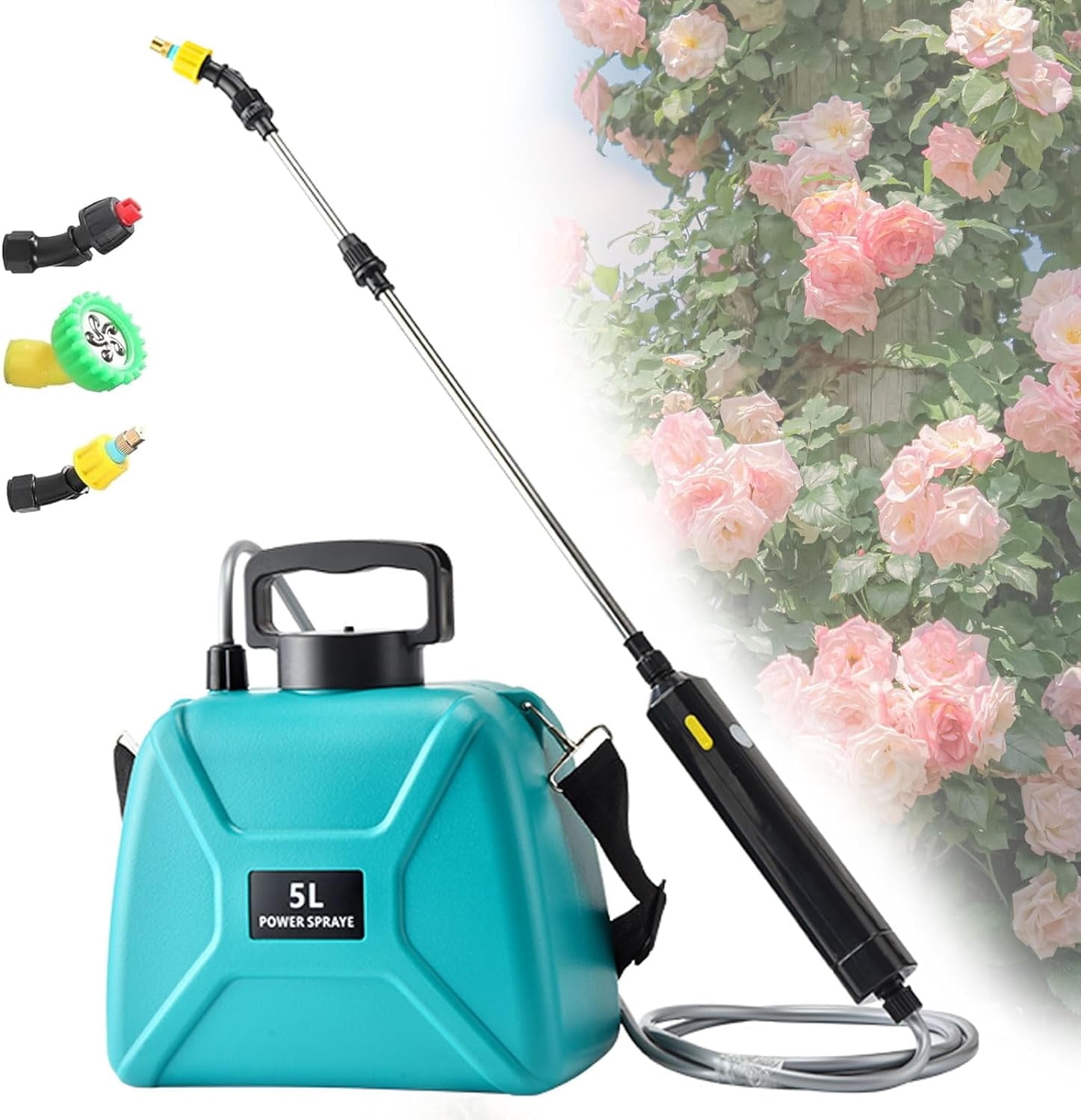 Rowsily Battery Electric Sprayer, USB Rechargeable, 5L, 3 Mist Nozzles ...
