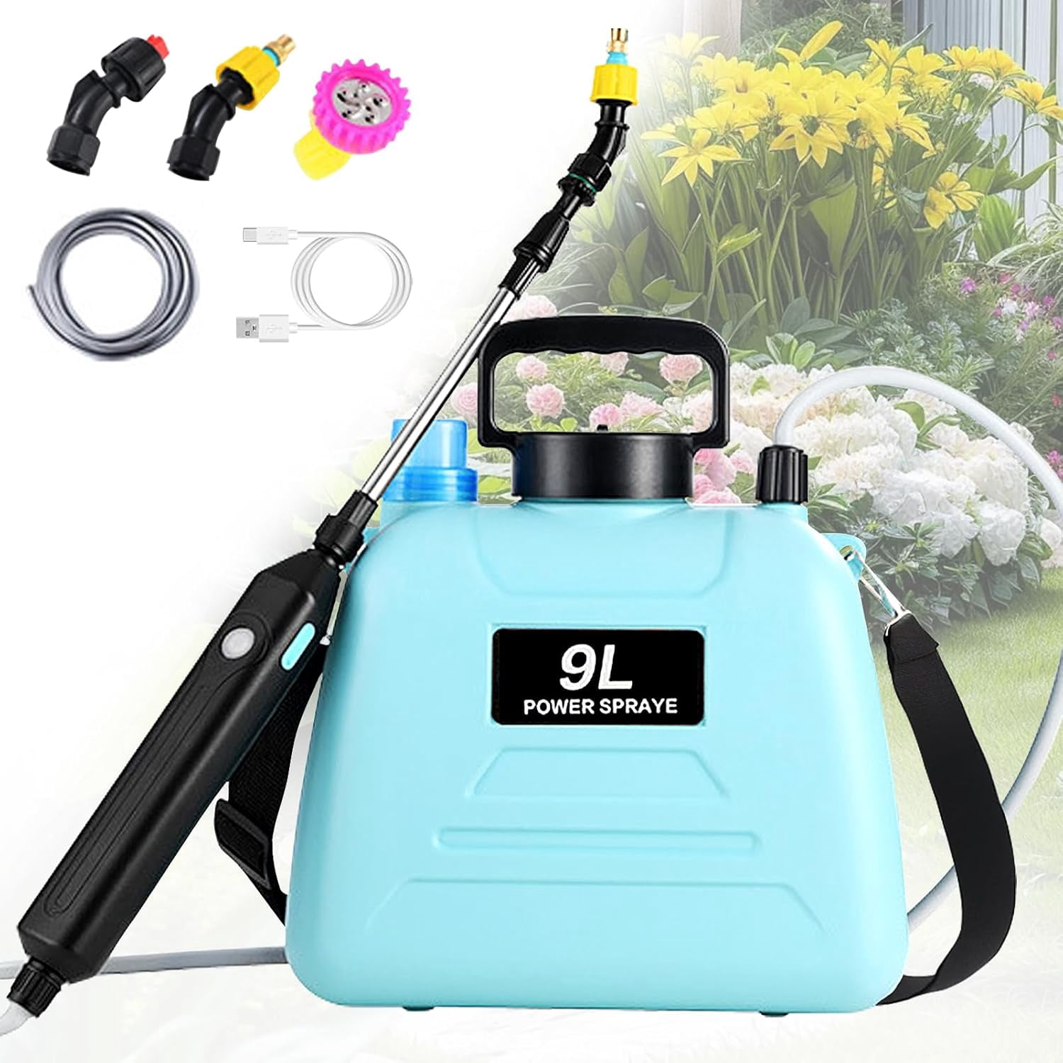 Battery Powered Sprayer, 2.4 Gallon Electric Garden Sprayer, Automatic ...