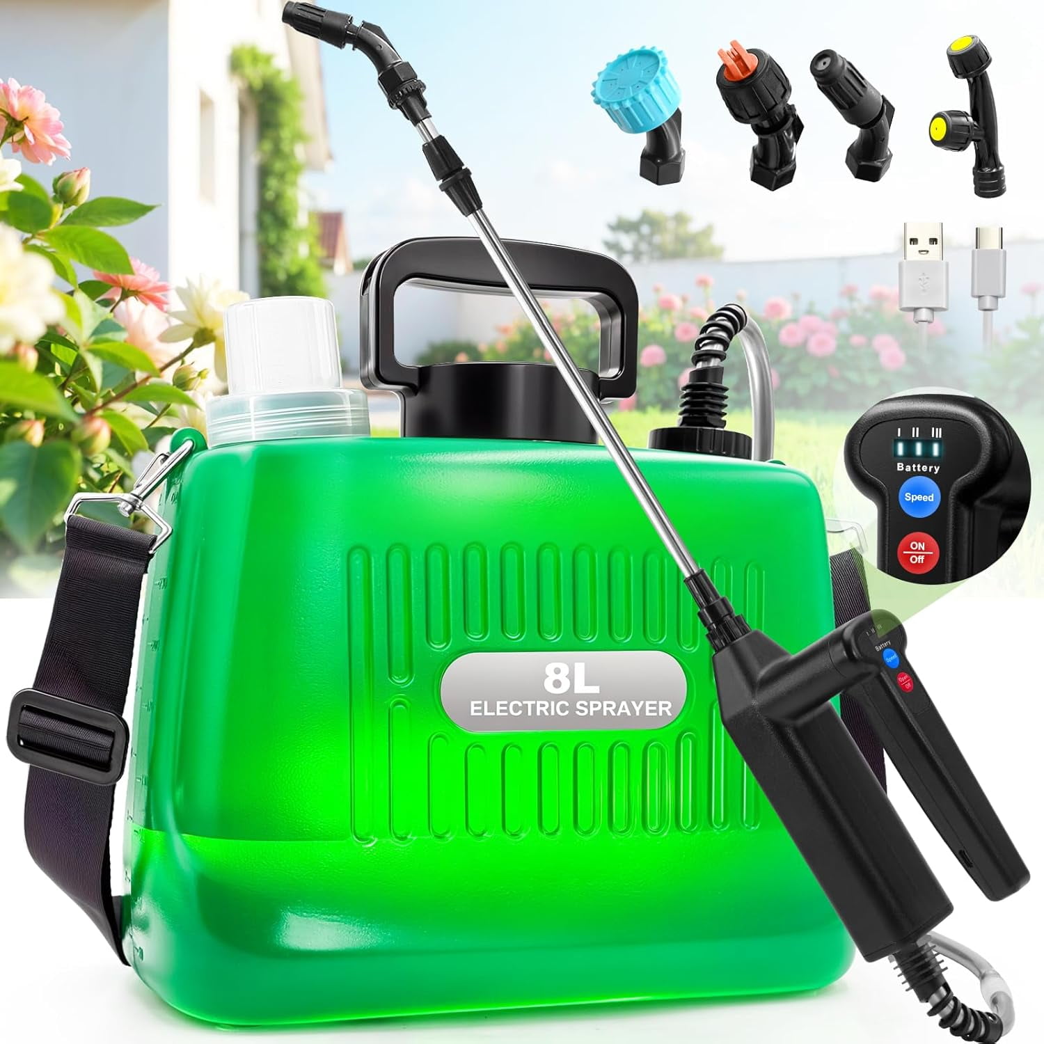 Battery Powered Sprayer 2 Gallon, 2025 New Electric Garden Sprayer with ...