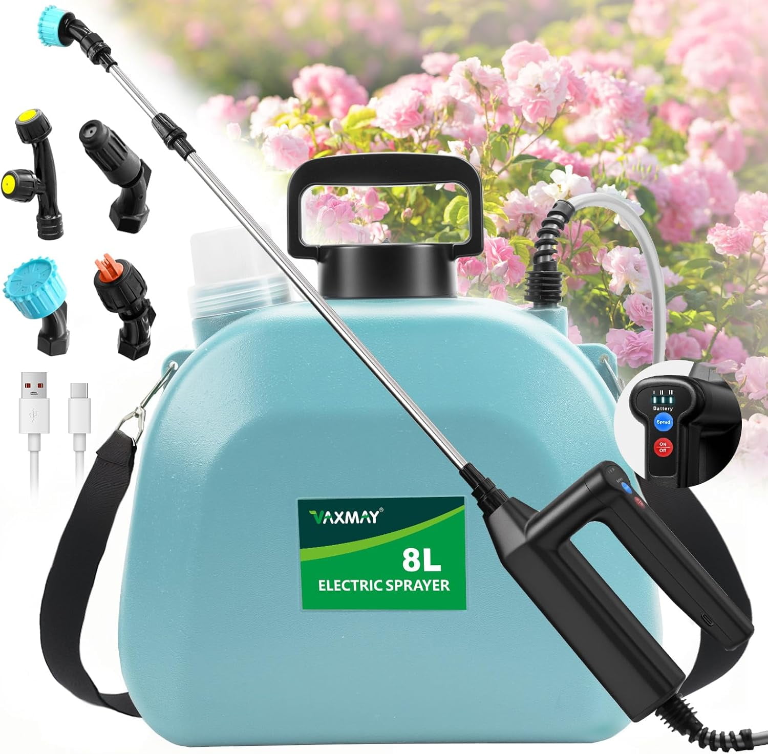 Battery Powered Sprayer 2 Gallon, 2025 Upgrade Electric Sprayer with 3 ...
