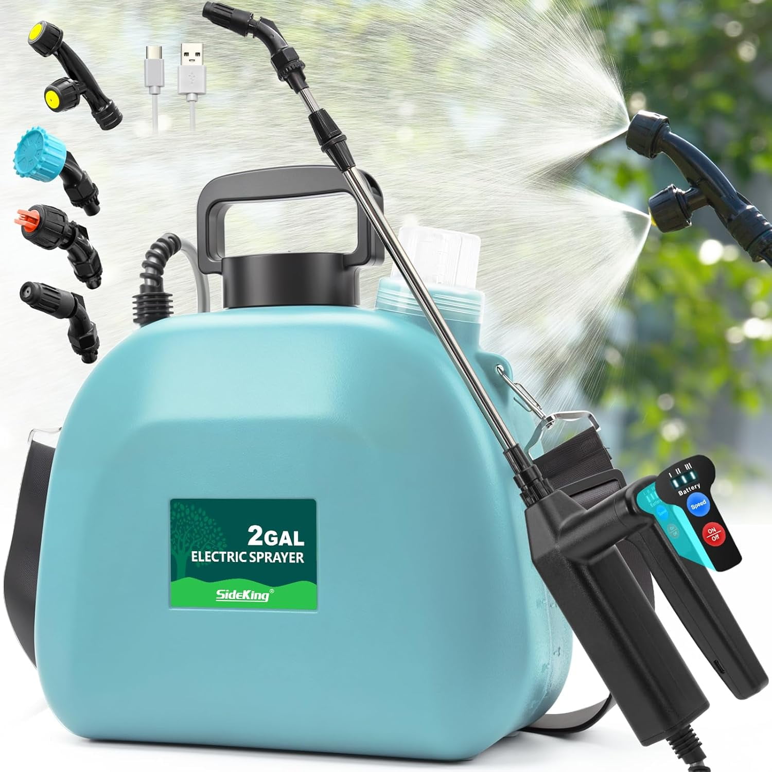 Battery Powered Sprayer 2 Gallon, 2025 Upgraded Electric Weed Sprayer ...