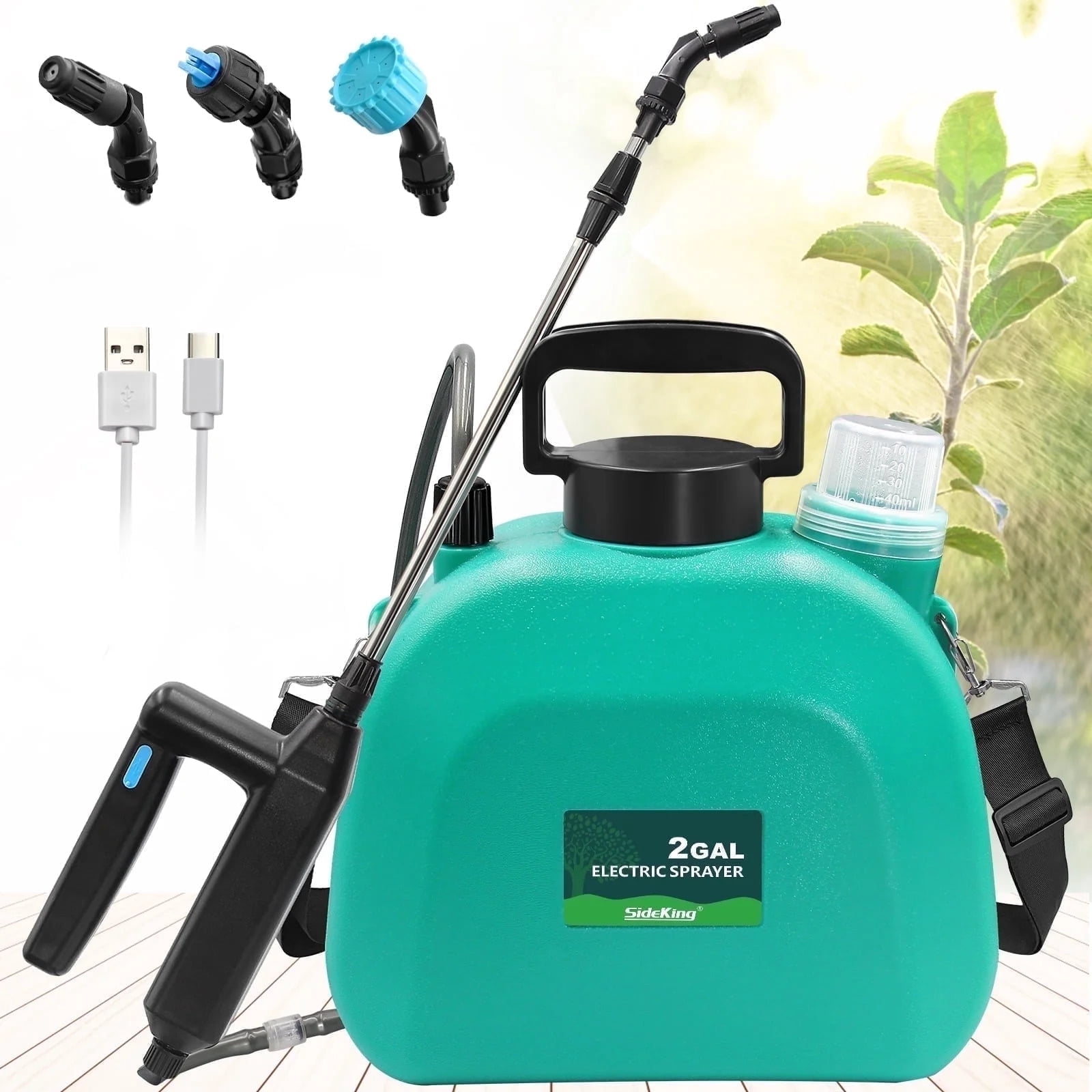 SideKing Battery Powered Garden Sprayer, 2 Gallon Electric Weed and ...