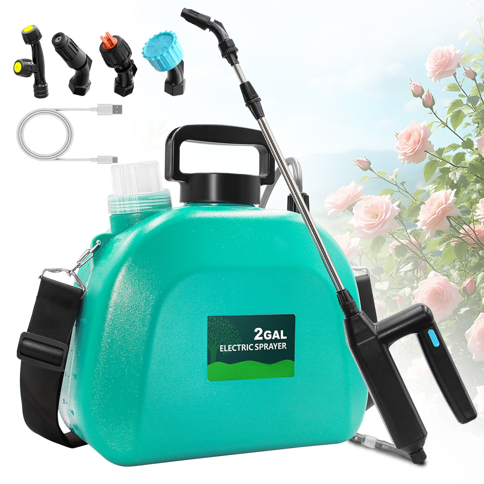 SideKing Battery Powered Sprayer 2 Gallon, 7.4V Powerful Electric Garden Weed Yard Sprayer ...