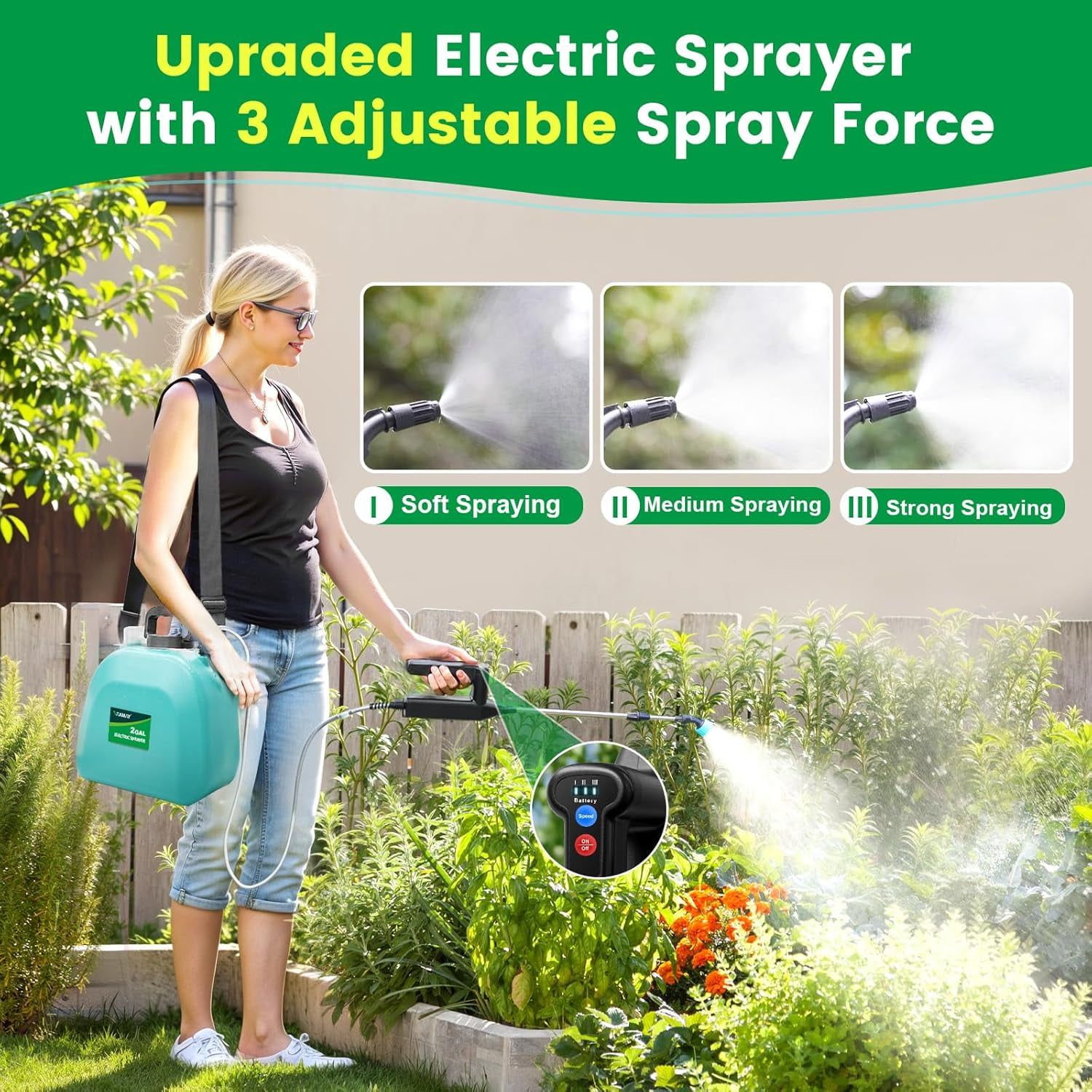 Battery Powered Sprayer, 2025 Upgrade Electric Sprayer with Speed ...