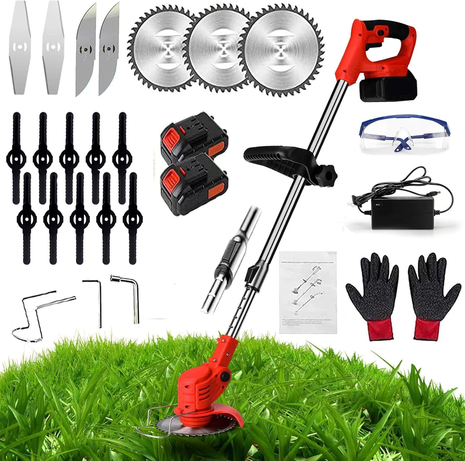 Battery Powered Weed Wacker, 24V Cord Trimmer with Batteries and Blades ...